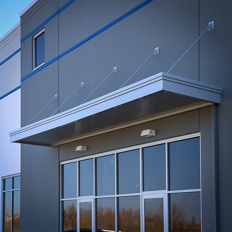 Imperial Overhead Brace Awning with 8" Fascia and Flat Panels