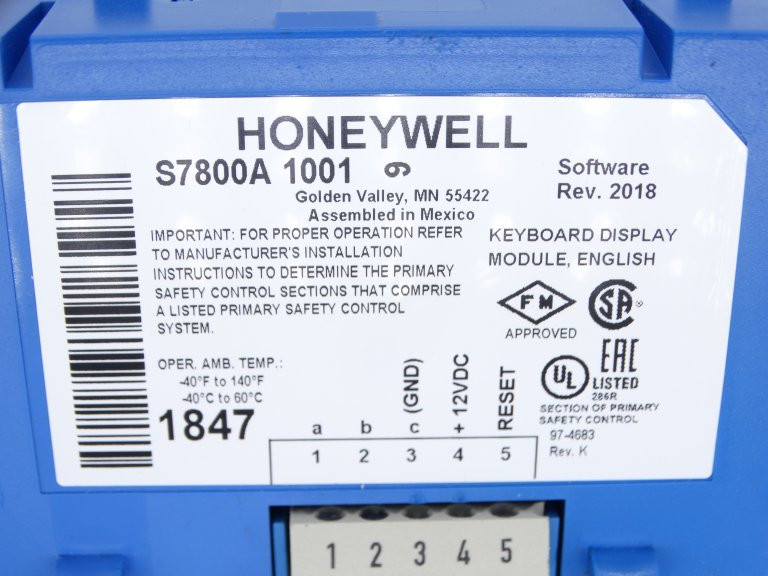 Honeywell S7800A-1001 Display