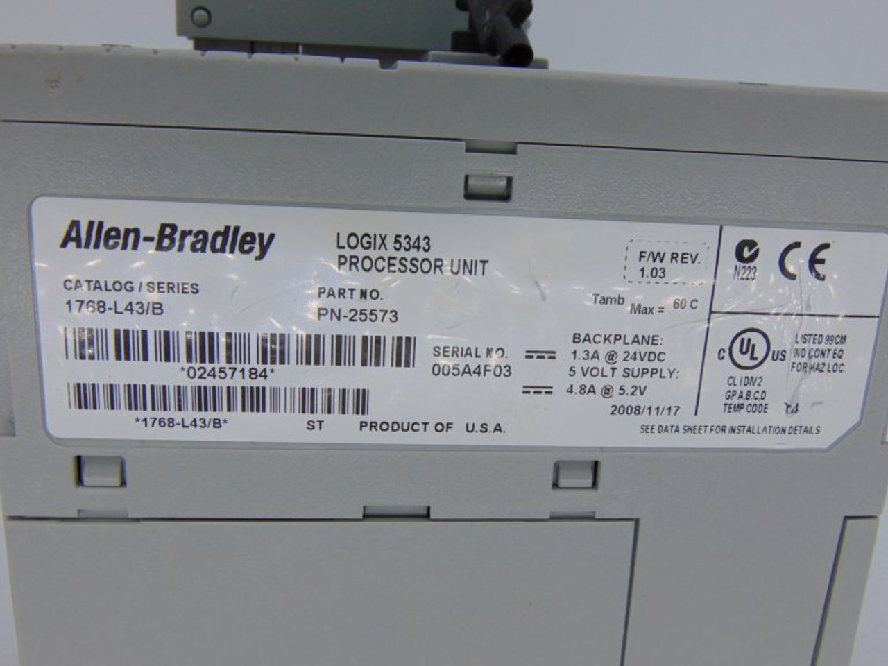 Allen Bradley 1768-L43 Series B PLC Processor