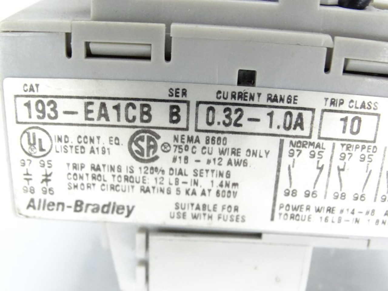 Allen Bradley 193-EA1CB Series B Relay