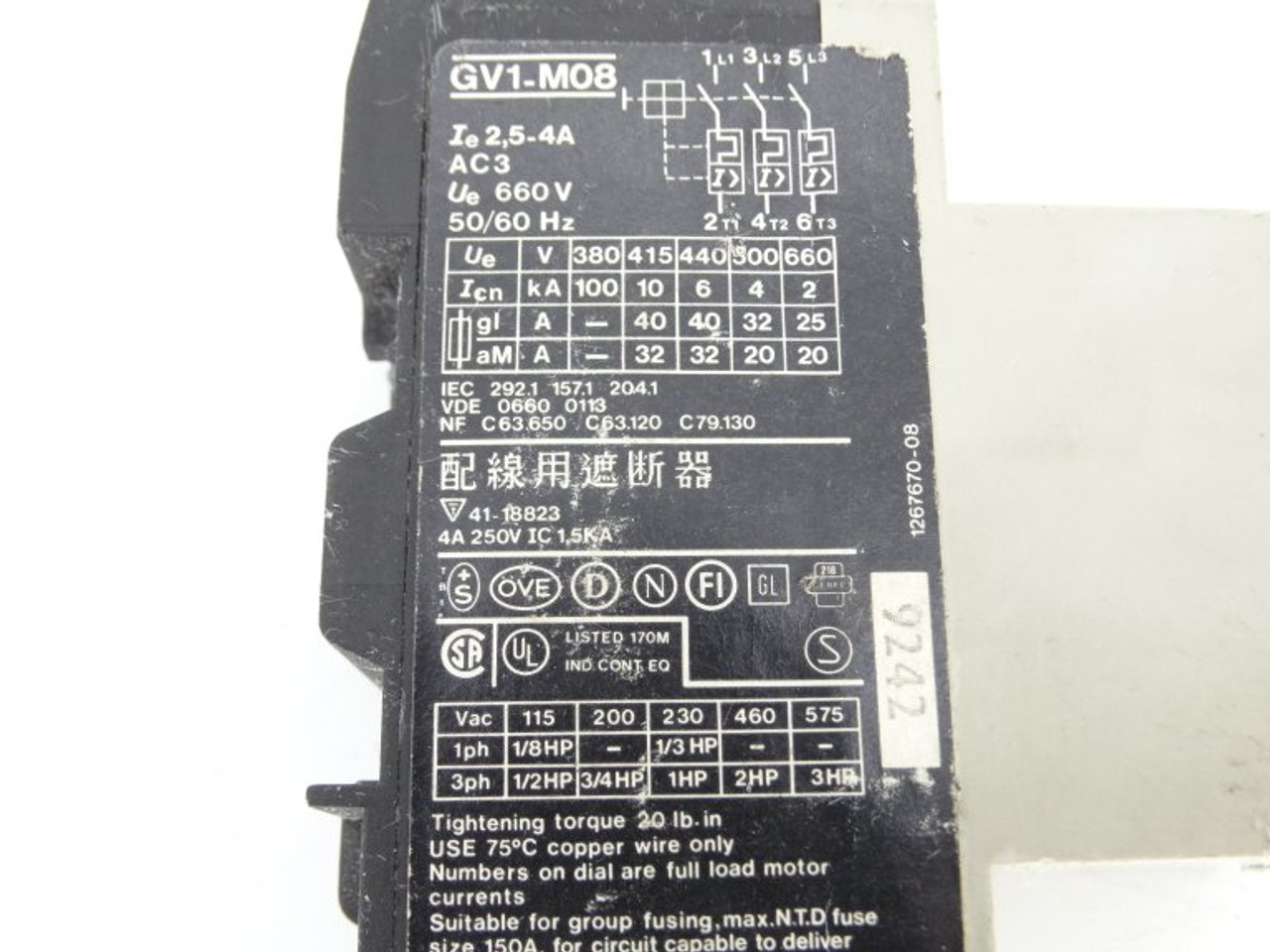 Schneider Electric GV1-M08 Circuit Breaker