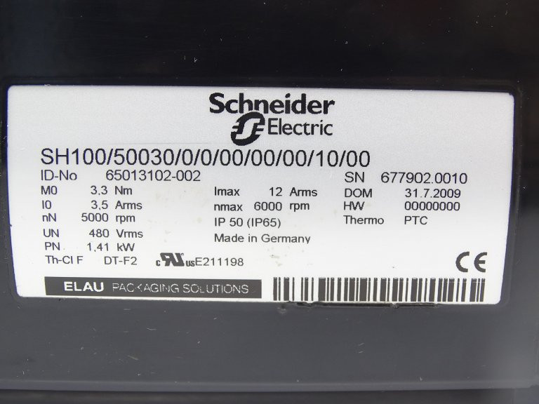 Schneider Electric SH100/50030/0/0/00/00/00/10/00 Servo Motor