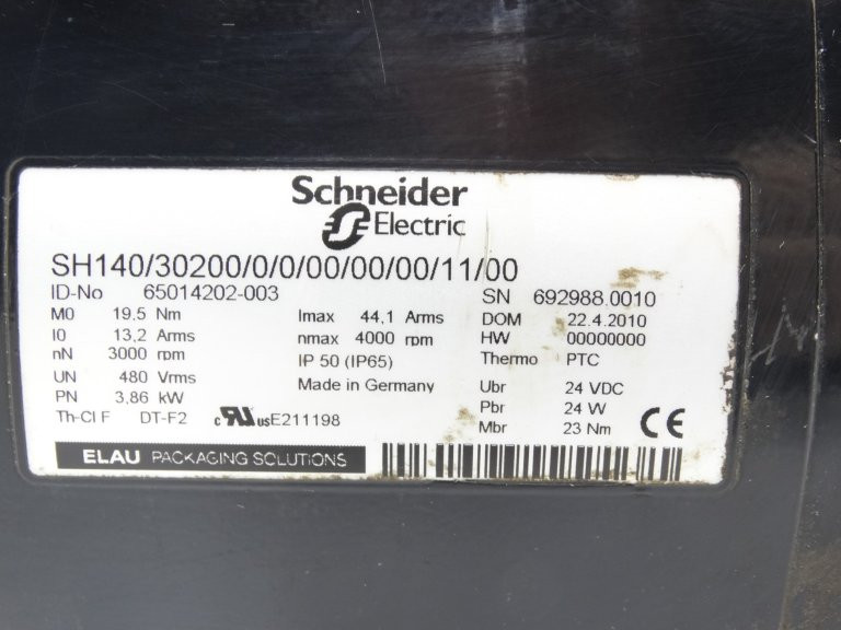Schneider Electric SH140/30200/0/0/00/00/00/11/00 Servo Motor