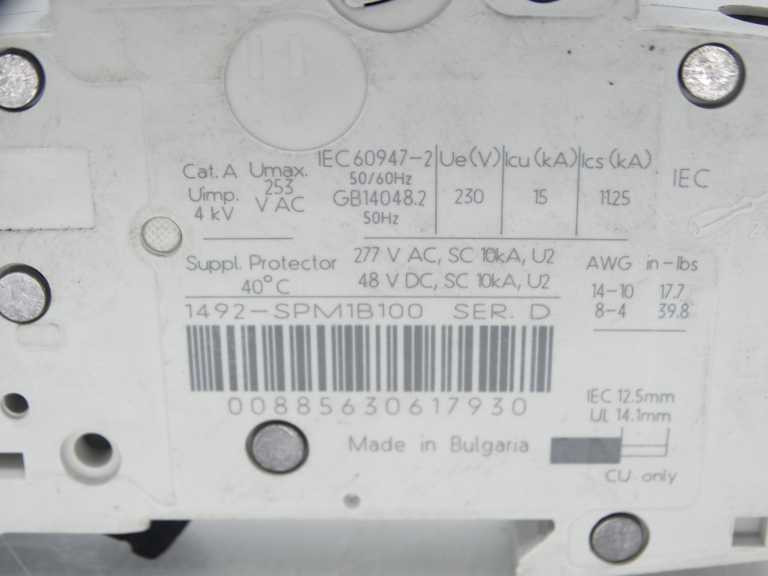 Allen Bradley 1492-SPM1B100 Series D Circuit Breaker
