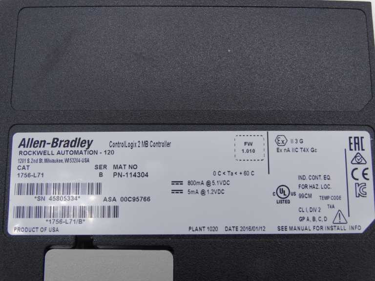 Allen Bradley 1756-L71 Series B PLC Processor