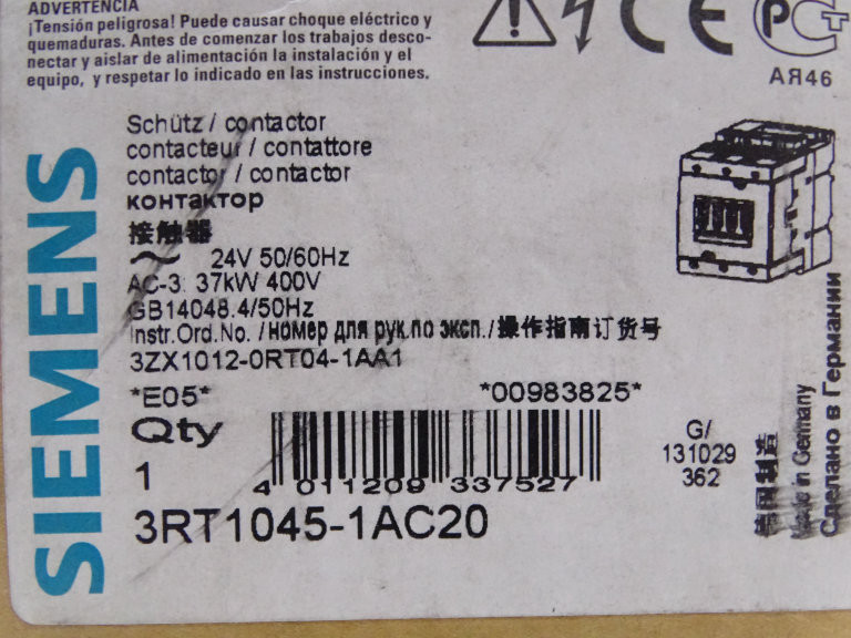 Siemens 3RT1045-1AC20 Contactor