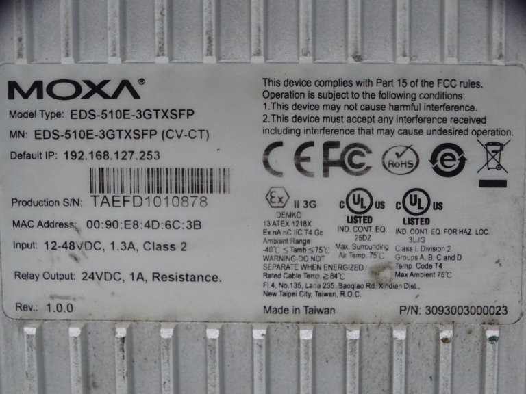 The Moxa Group EDS-510E-3GTXSFP Switch
