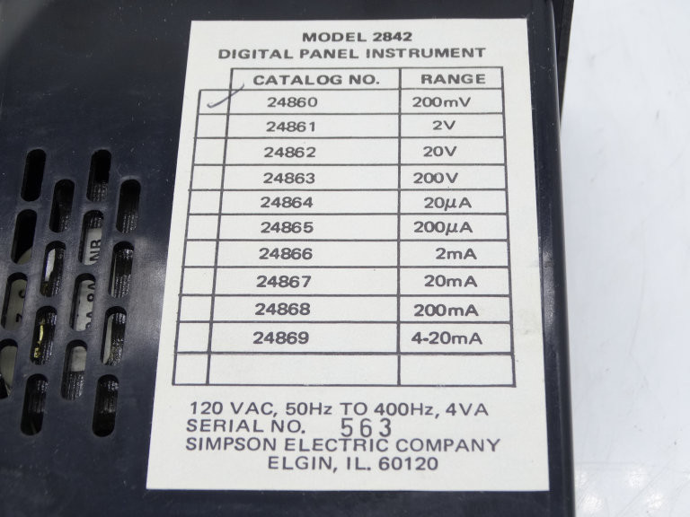 Simpson 2842 Panel Meter