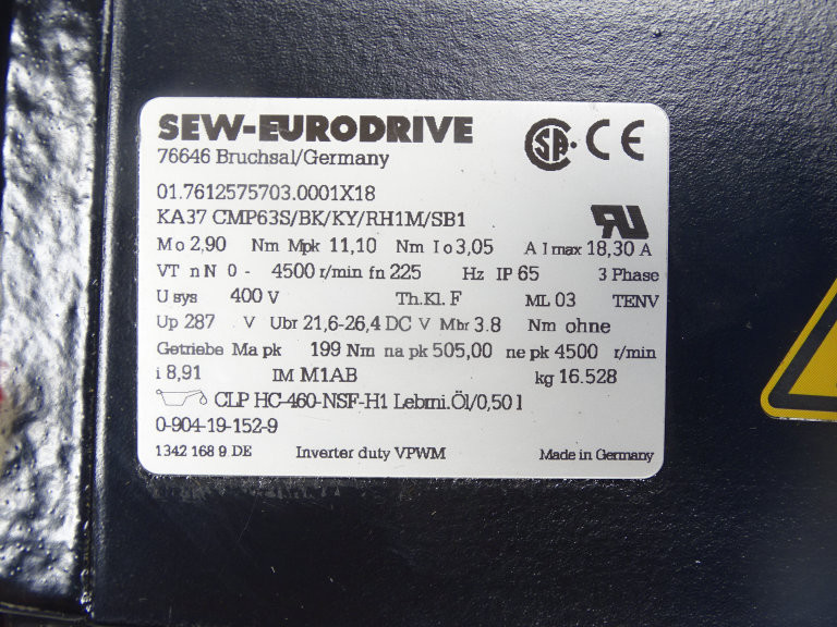 Sew Eurodrive KA37 CMP63S/BK/KY/RH1M/SB1 Gearbox