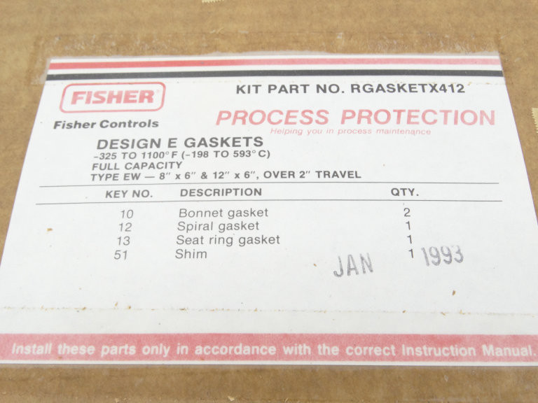 Fisher Controls RGASKETX412 Spare Parts Kit