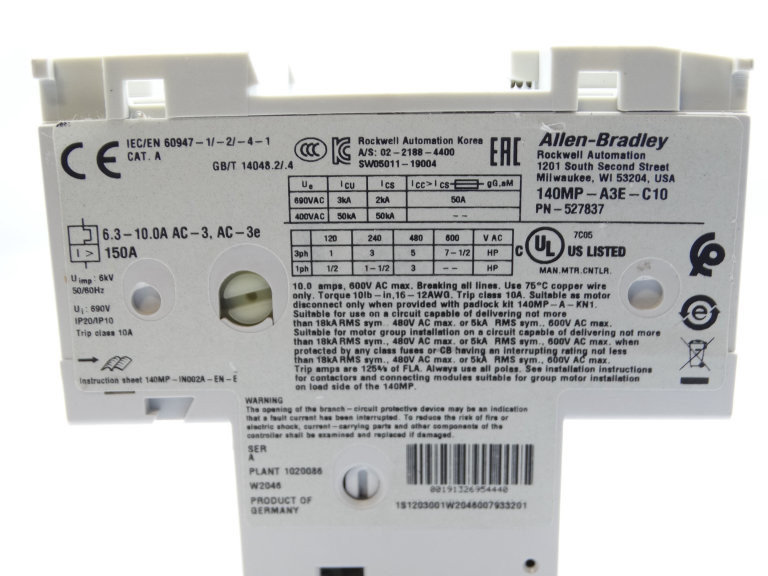 Allen Bradley 140MP-A3E-C10 Series A Circuit Breaker