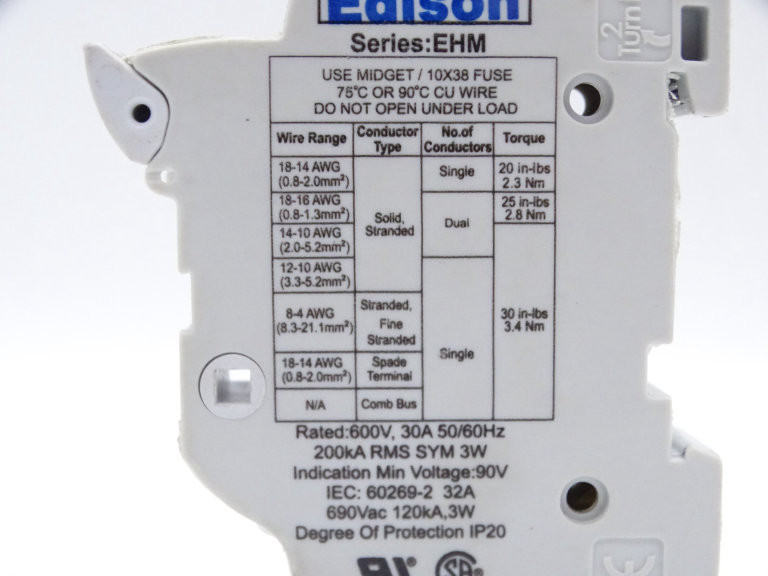 Edison Fusegear EHM1DU Fuse Holder