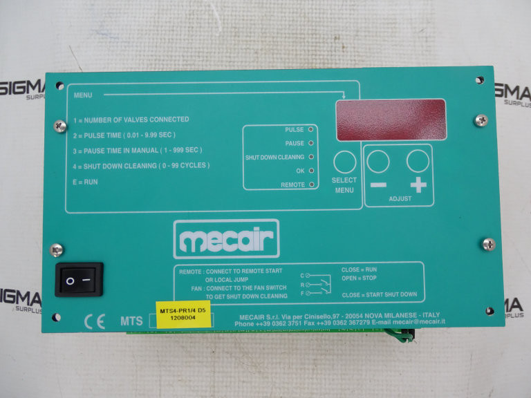 Pentair MTS4-PR1/4" Control Panel