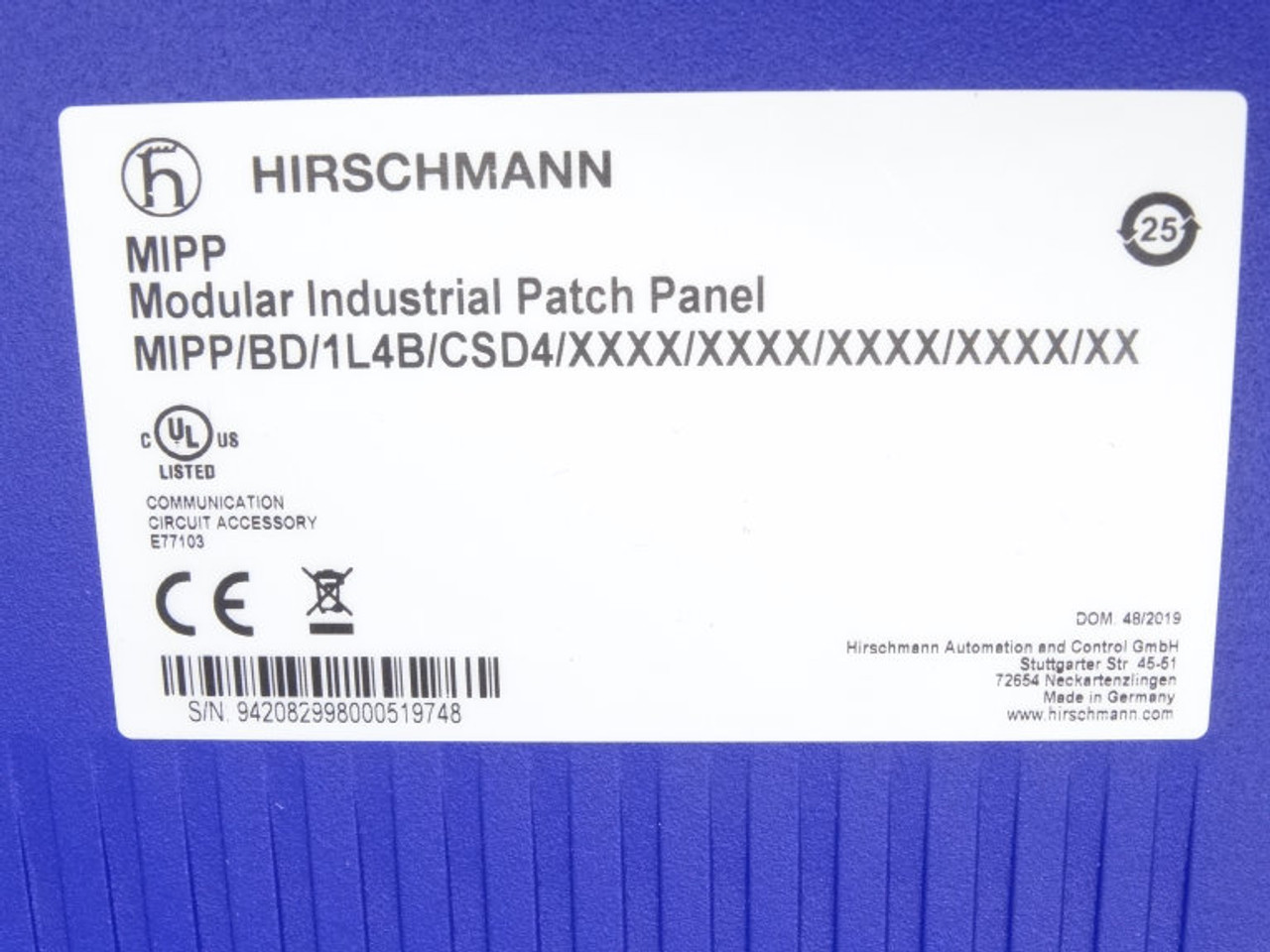Hirschmann MIPP/AD/1L2N/XXXX/XXXX/XXXX/XXXX/XXXX/XX PLC Module