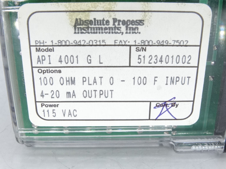 Absolute Process Instruments API 4001 G L Relay