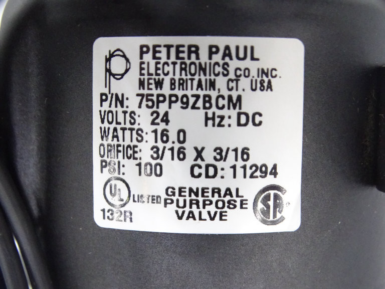 Peter Paul Electronics 75PP9ZBCM-24DC Valve