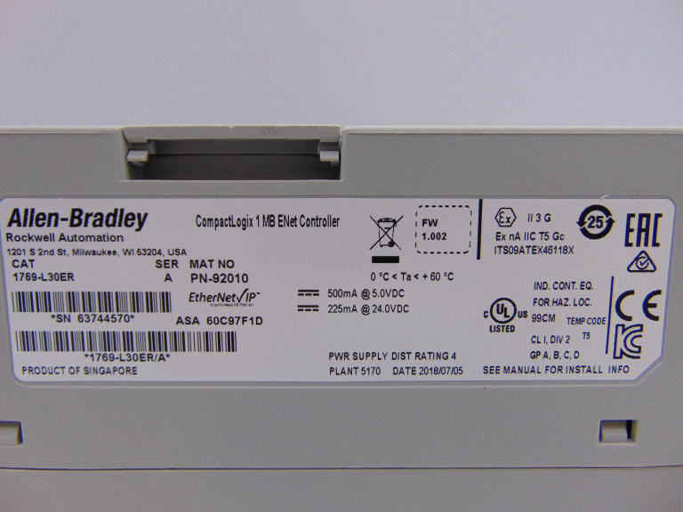 Allen Bradley 1769-L30ER Series A PLC Processor