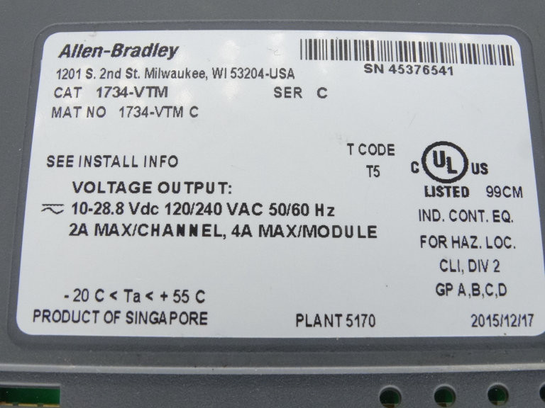 Allen Bradley 1734-VTM Series C PLC Module