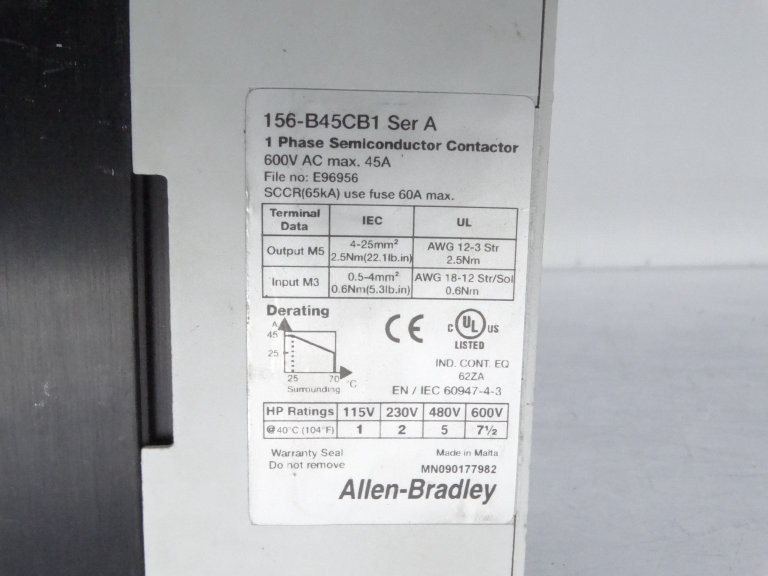 Allen Bradley 156-B45CB1 Series A Contactor