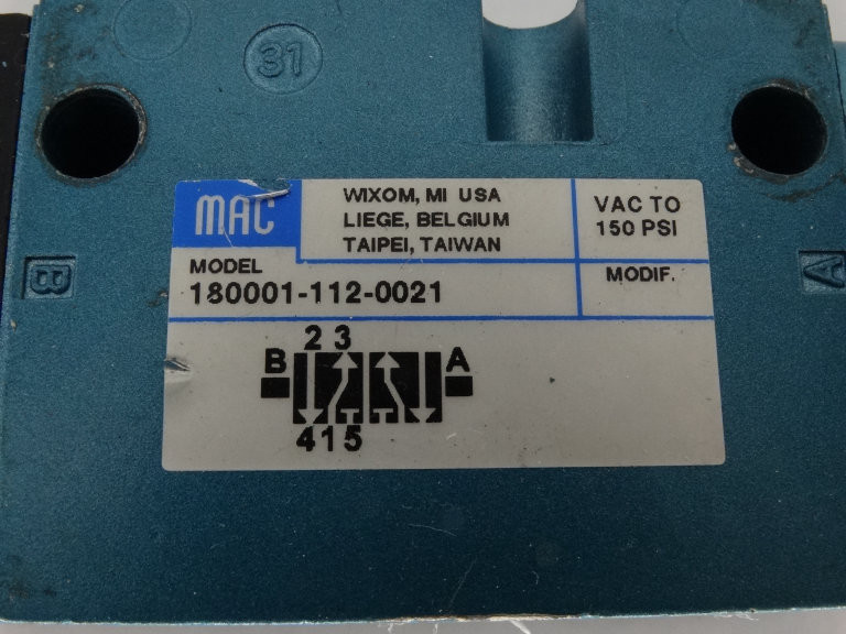 Mac Valves Inc 180001-112-0021 Valve