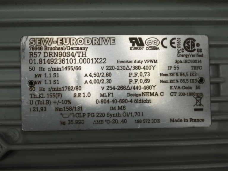 Sew Eurodrive R57 DRN90S4/TH Motor