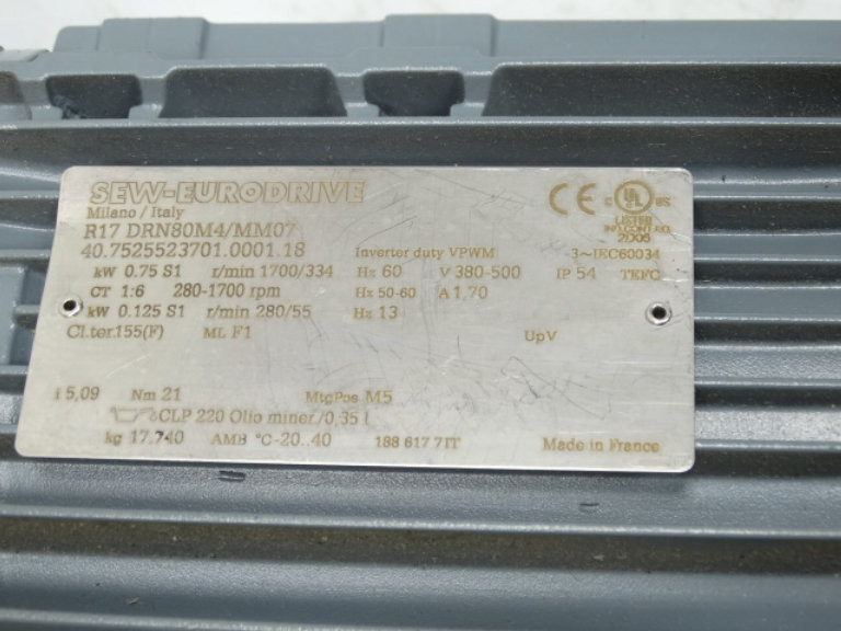 Sew Eurodrive R17 DRN80M4/MM07 Motor