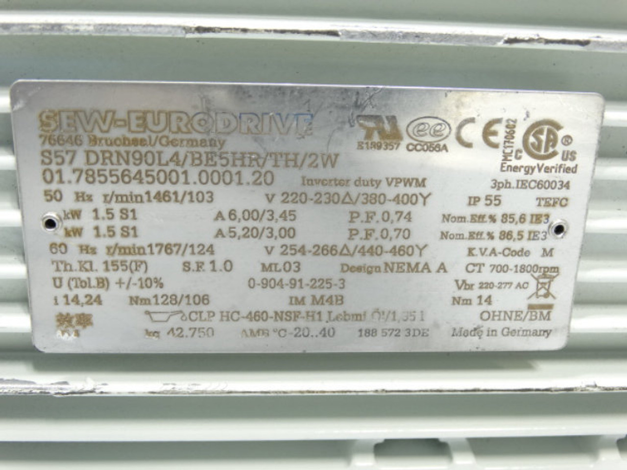 Sew Eurodrive S57 DRN90L4/BE5HR/TH/2W Motor