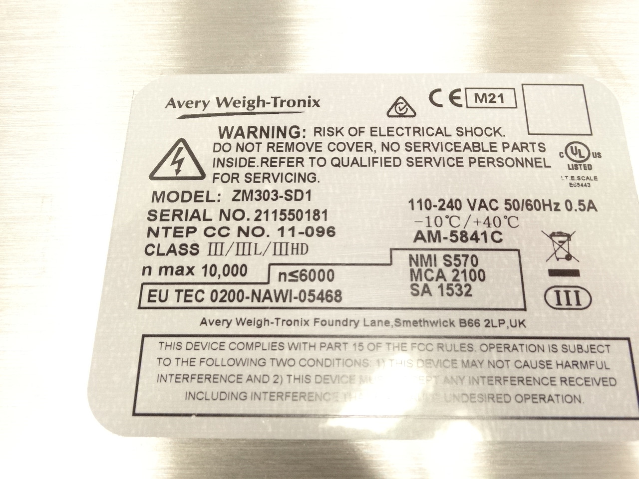 Avery Weigh-Tronix ZM303-SD1 Testing Device
