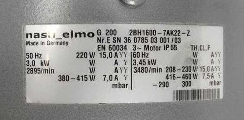 Nash Elmo G 200 2BH1600-7AK22-Z Blower