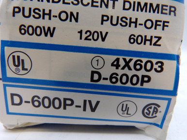 Lutron D-600P-IV Switch