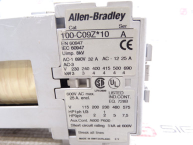 Allen Bradley 100-C09ZJ10-U24VDC Series A Contactor