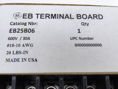 General Electric EB25B06 Terminal Block