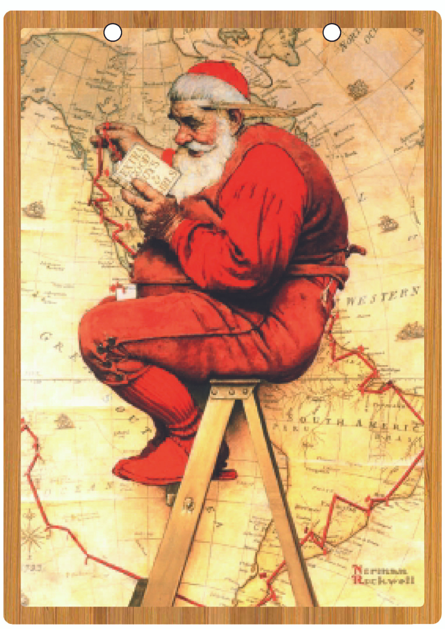 Norman Rockwell Santa at Globe Art Easel - Arcane Vault
