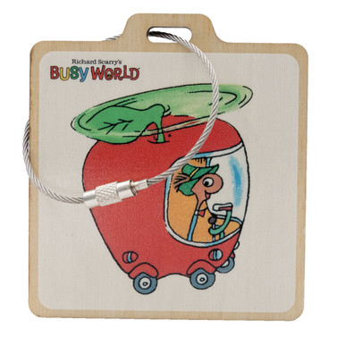 Richard Scarry- Lowy the Worm in Apple Car Bag Tag