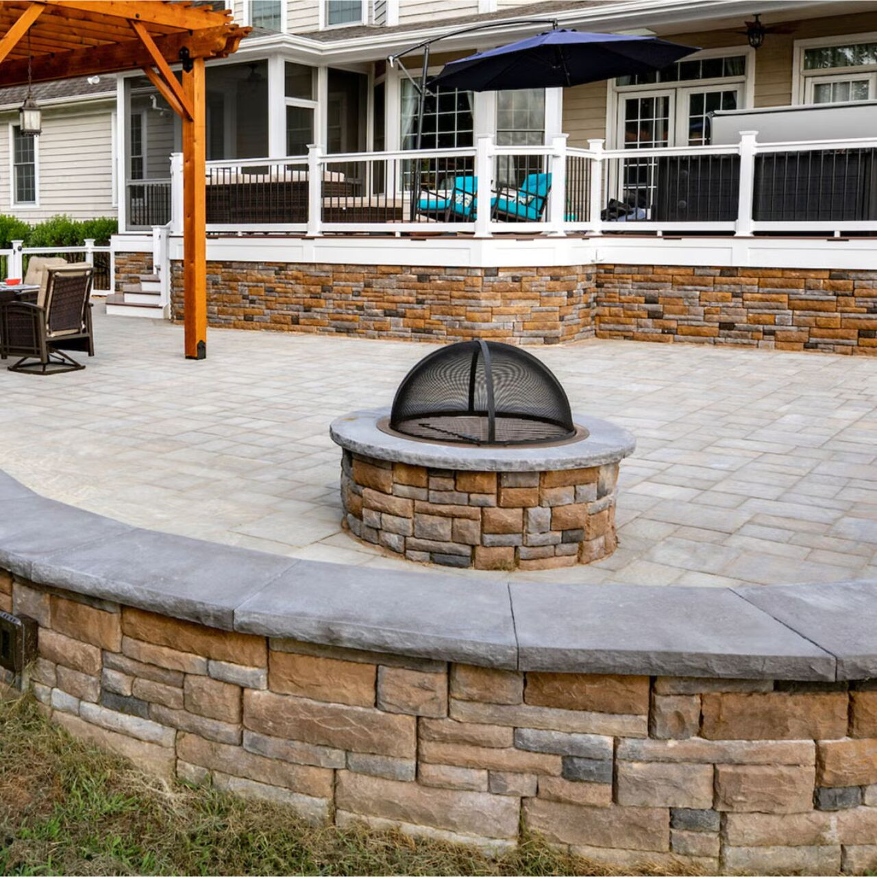 Belgard - Cast Stone Wall Ledgestone Square Firepit Kit 3pc