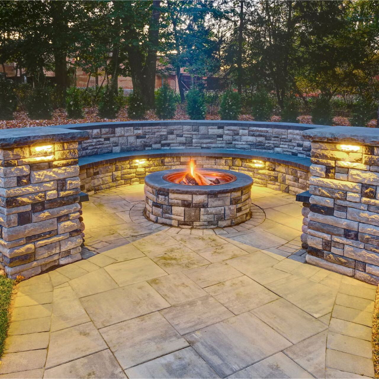 Belgard - Cast Stone Wall Ledgestone Round Firepit Kit 3pc