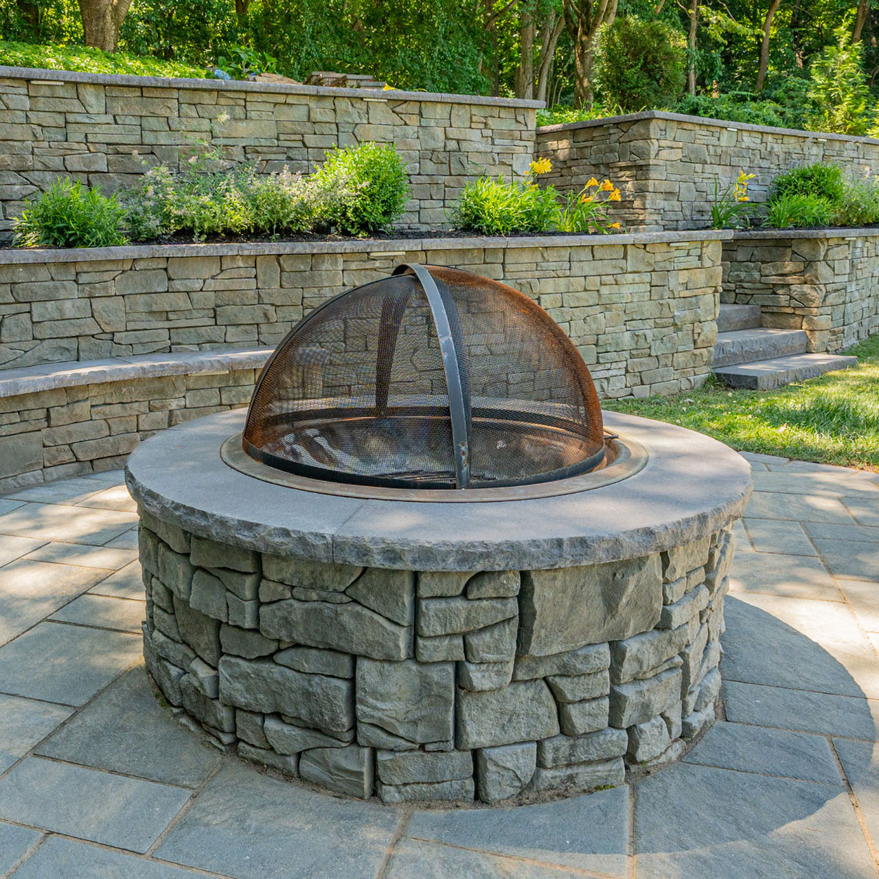 Belgard - Cast Stone Wall Ledgestone Round Firepit Kit 3pc