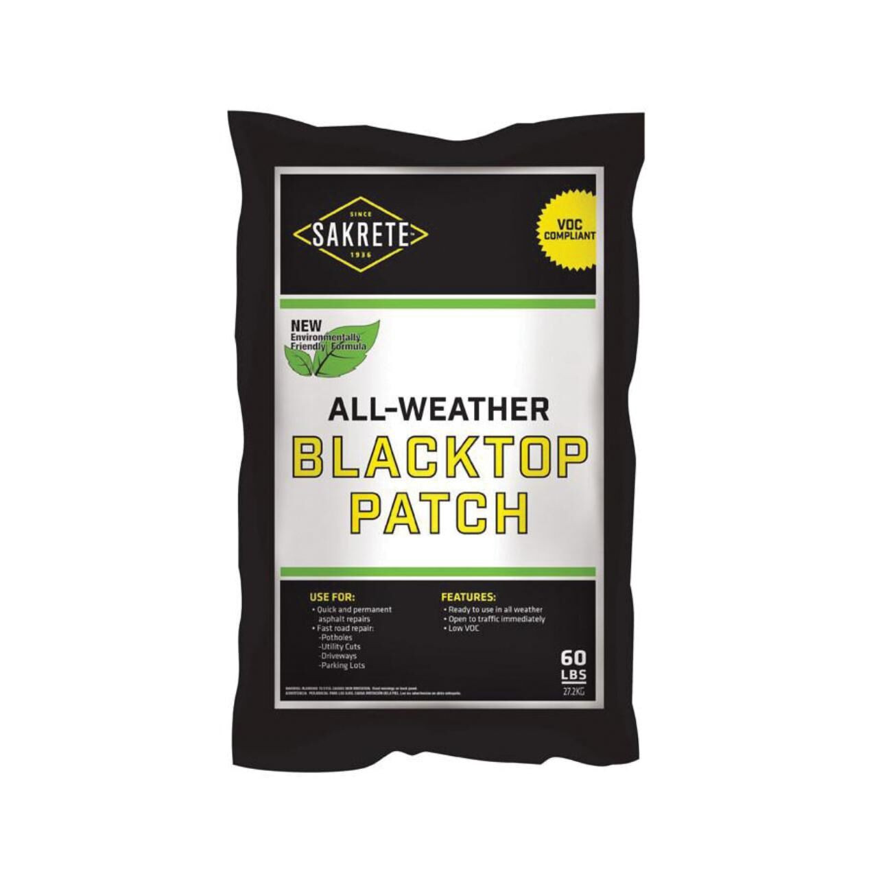 Sakrete - BlackTop Patch All Weather 60lb. Black Asphalt Repair
