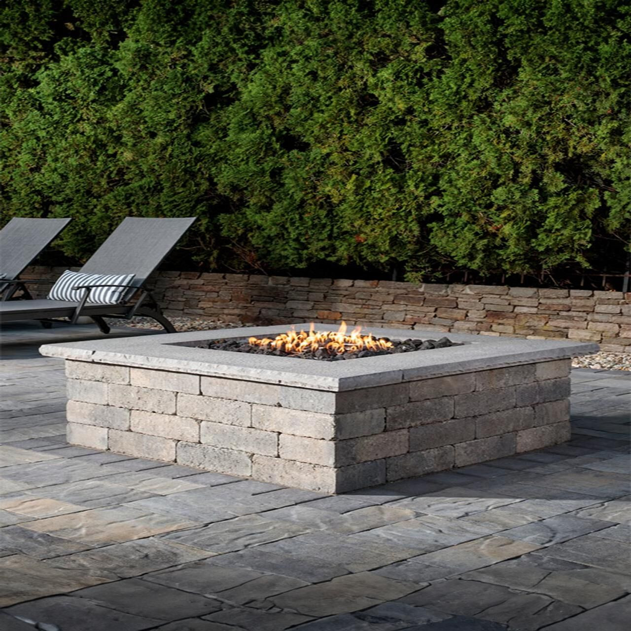 Elements - Square Gas Fire Pit Burner Insert with Flexframe 30 ...