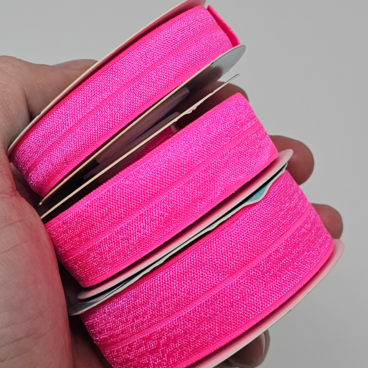 Neon Pink | 15mm Wide Fold Over Elastic | Elastic By The Yard