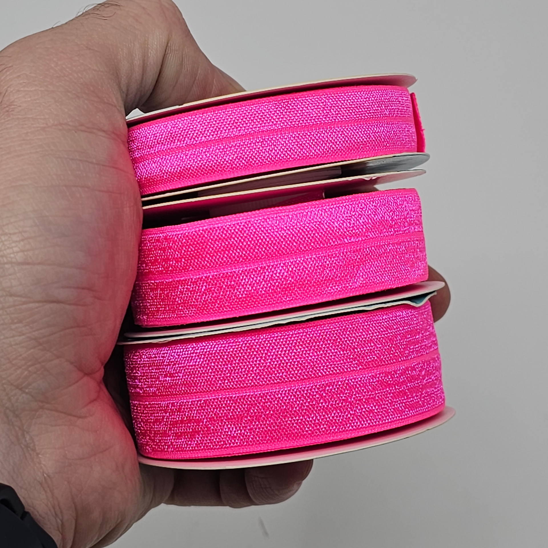 Neon Pink | 15mm Wide Fold Over Elastic | Elastic By The Yard