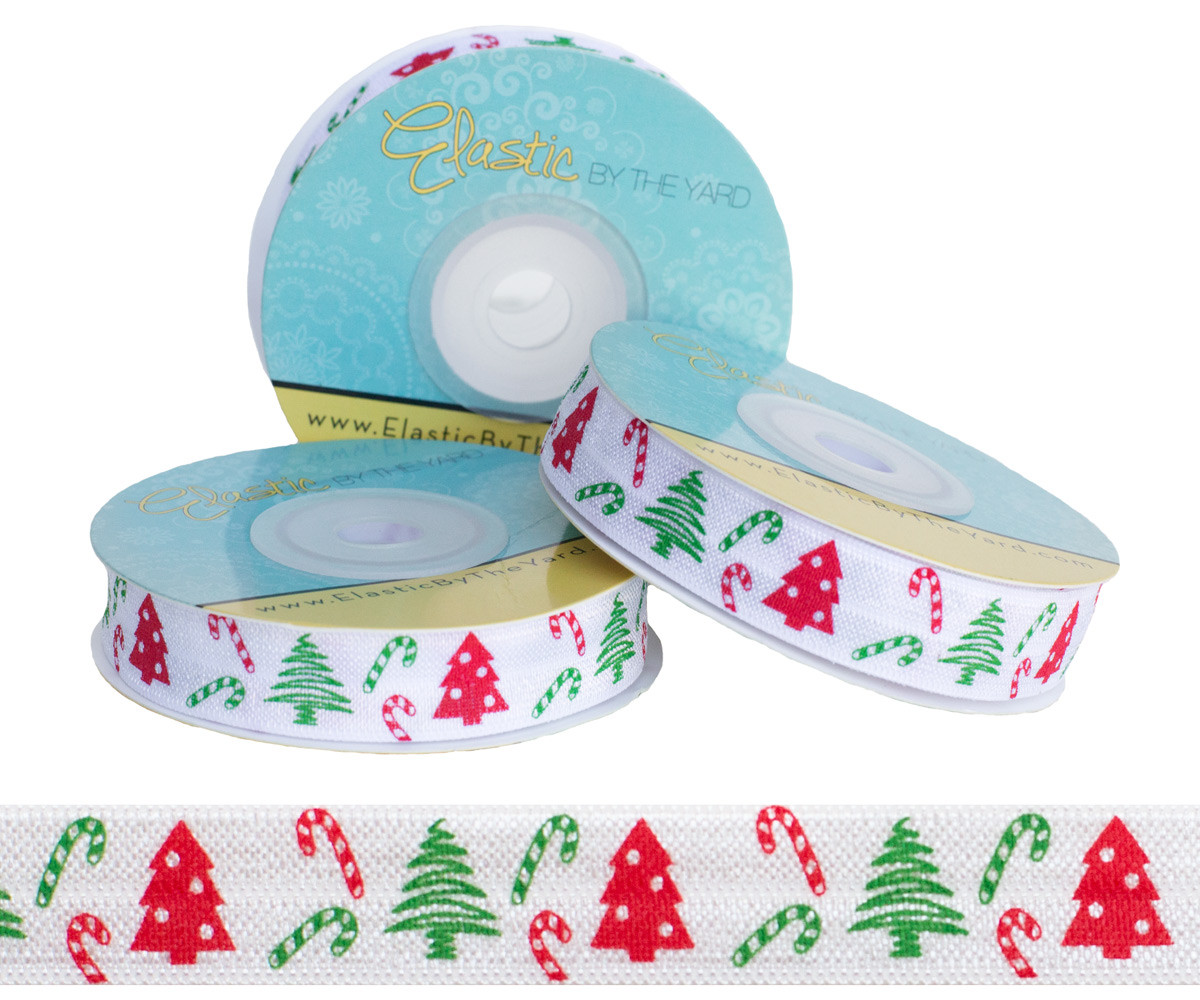 Reindeer Christmas Gifts on White Fold Over Elastic