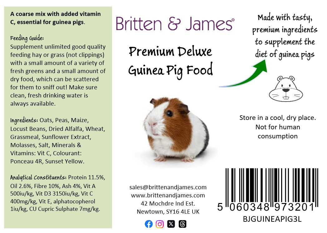 Premium Deluxe Guinea Pig Food Mix 1.75kg - Britten & James