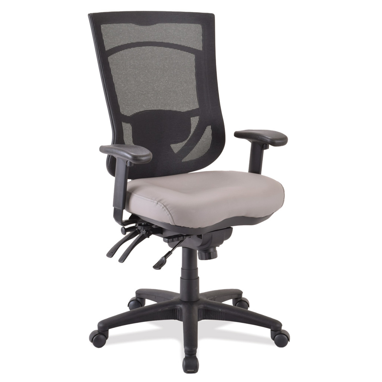 OfficeSource CoolMesh Pro Collection Multi Function High Back Chair with Antimicrobial Upholstered Seat Adjustable Arms and Black Frame COE Distributing