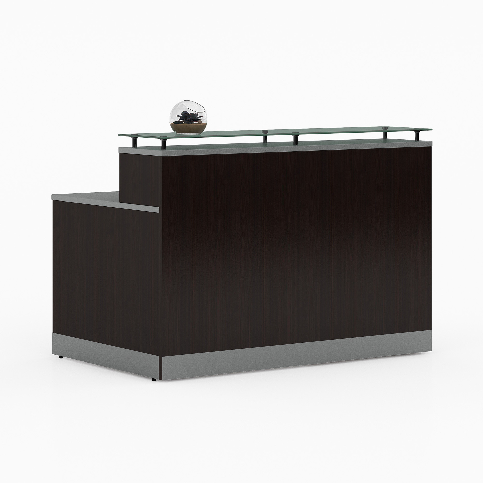 OfficeSource Cosmo Collection Glass Top Reception Desk - 63"W x 32"D ...