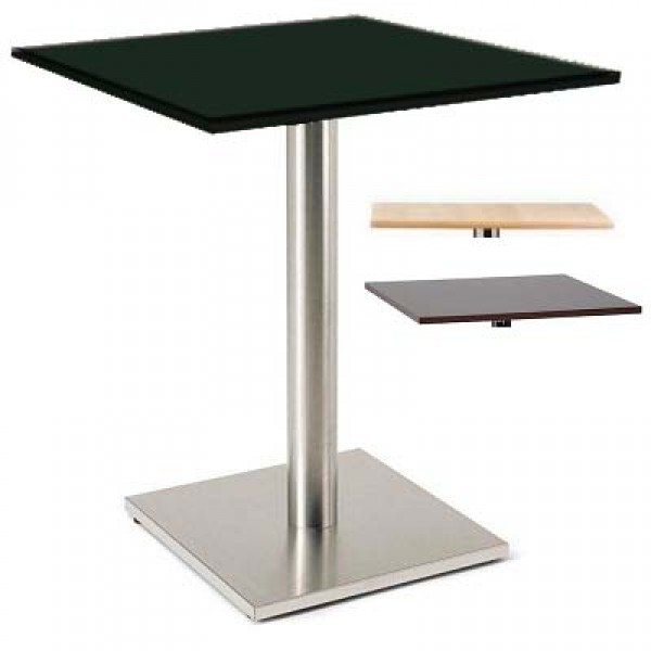 Luxor Black Square 600 Poseur Table With Brushed Frame