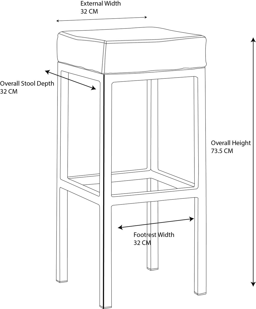 Cube Bar Stool Faux-Leather Black | Commercial or Domestic