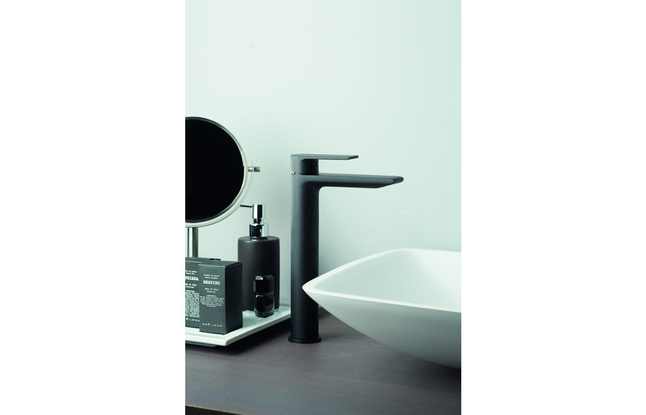 Vema Timea Basin Mixer - Matt Black - Taps.co.uk