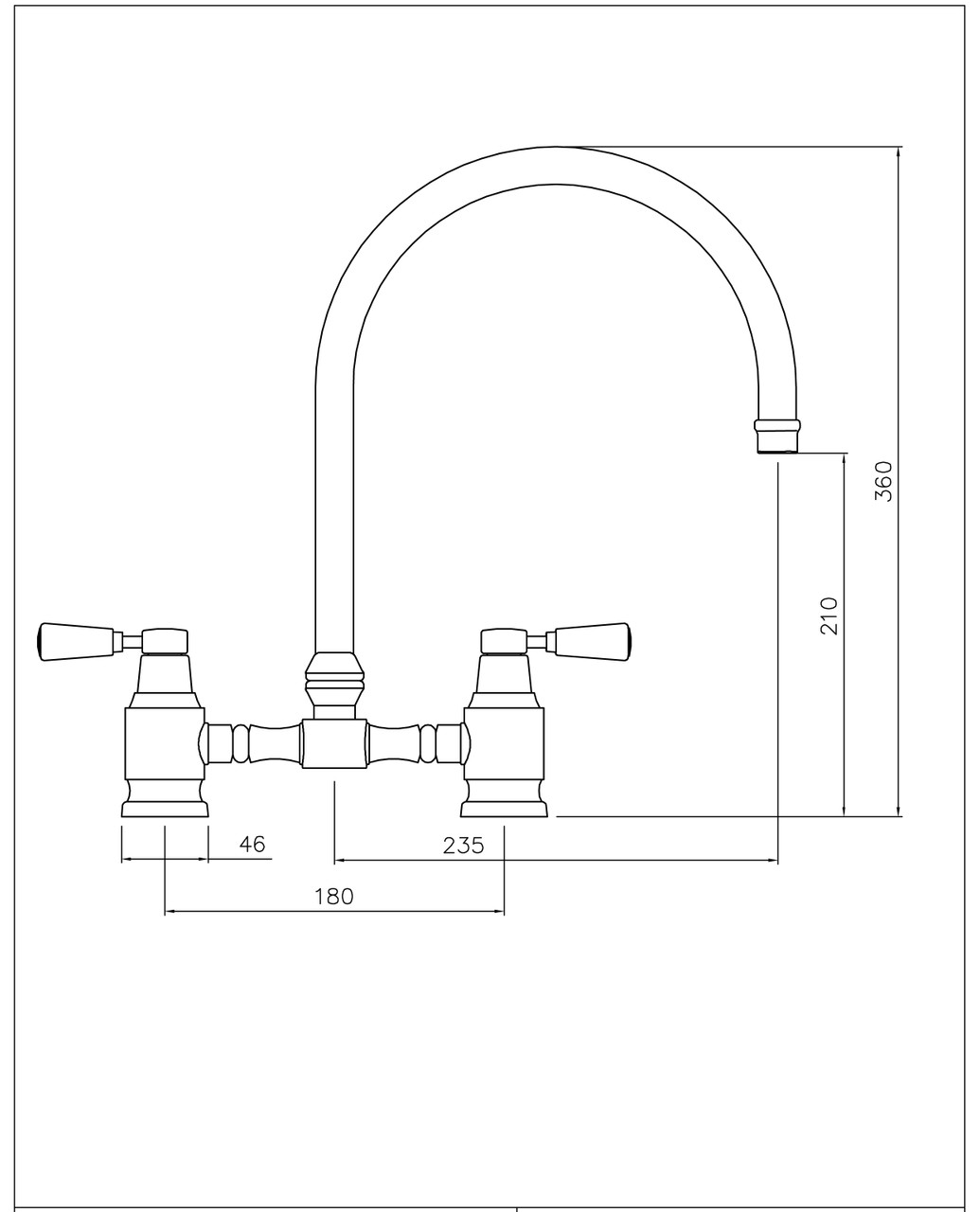 Abode Hargrave Swan Neck Bridge Tap Classic Mixer Tap - Taps.co.uk