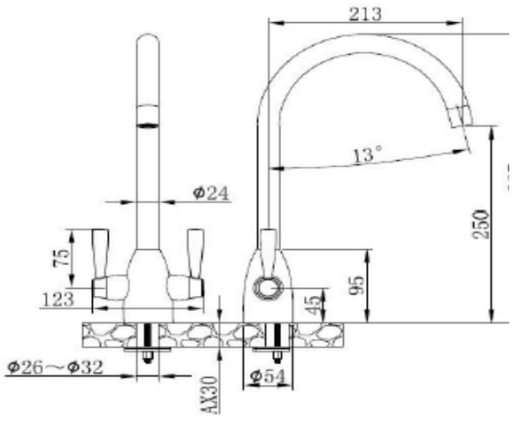 RAK Round Kitchen Sink Mixer Tap With Dual Levers - Taps.co.uk